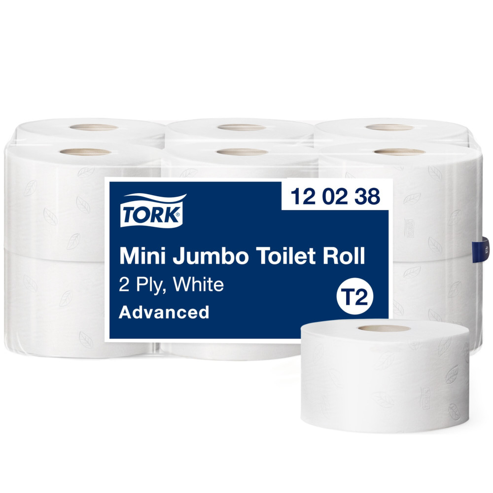 Tork T2 Mini Jumbo Toilet Roll 2 Ply 170m – High-Capacity, Soft & Efficient
