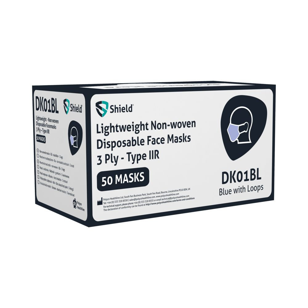 Medical Mask Type IIR 3-Ply Fluid Repellent Blue – EN14683 Certified ...