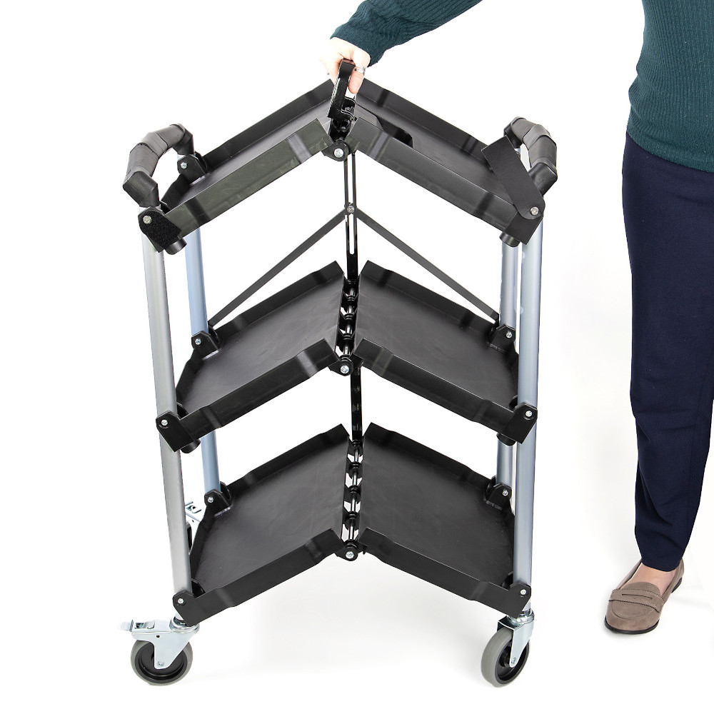 Folding Catering Trolley – 3 Tier Black | Space-Saving & Durable ...
